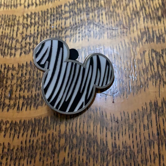 Disney | Jewelry | Zebra Striped Mickey Pin | Poshmark